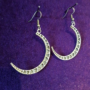 Heart Moon Sickle Earrings - Bronze Druid Sickle Occult Spiritual ...