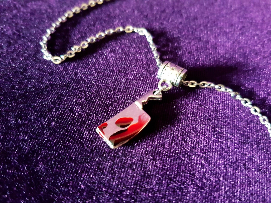 Bloody Cleaver Horror Pendant Halloween red resin blood meat | Etsy