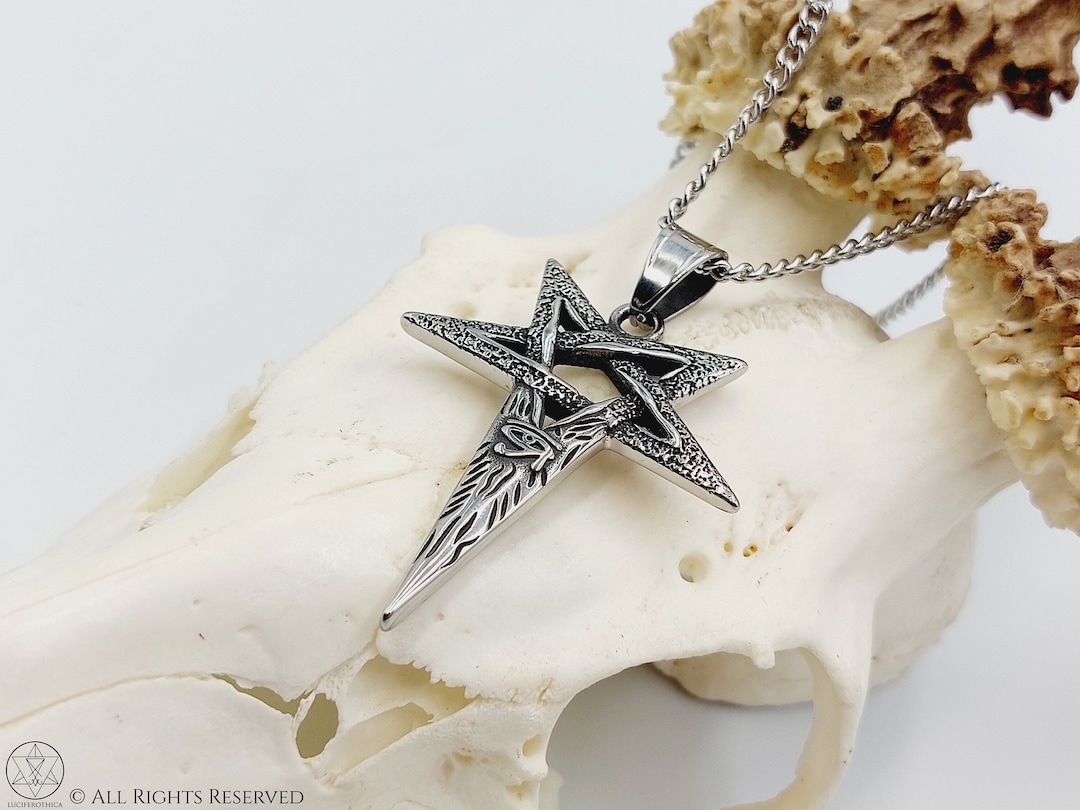 Inverted Pentagram Eye Necklace (stainless Steel) Occult Pentacle ...