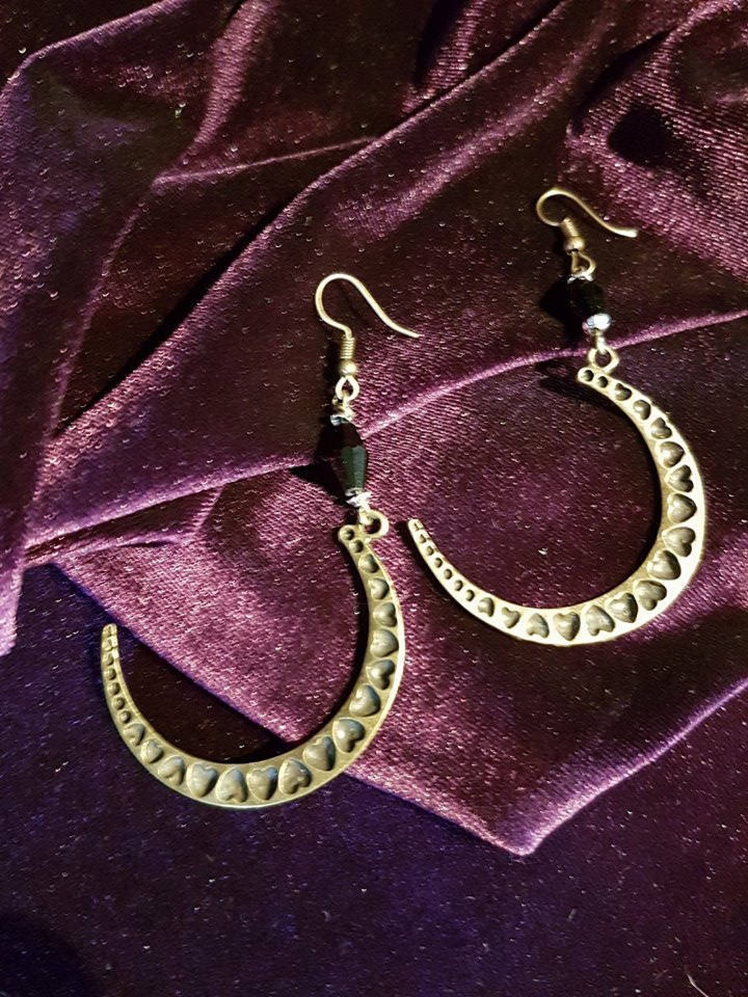 Heart Moon Sickle Earrings - Bronze Druid Sickle Occult Spiritual ...