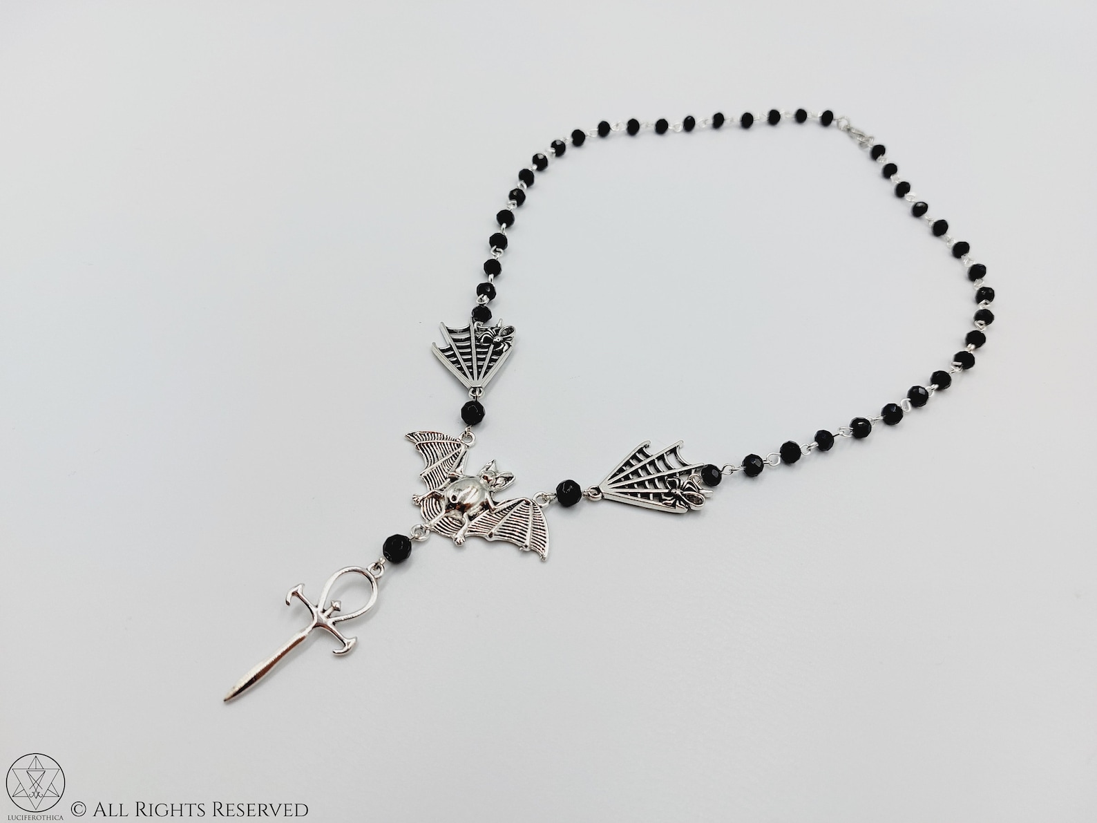 Vampire Ankh Bat Necklace - Occult Vampire Nosferatu Ankh Pendant ...