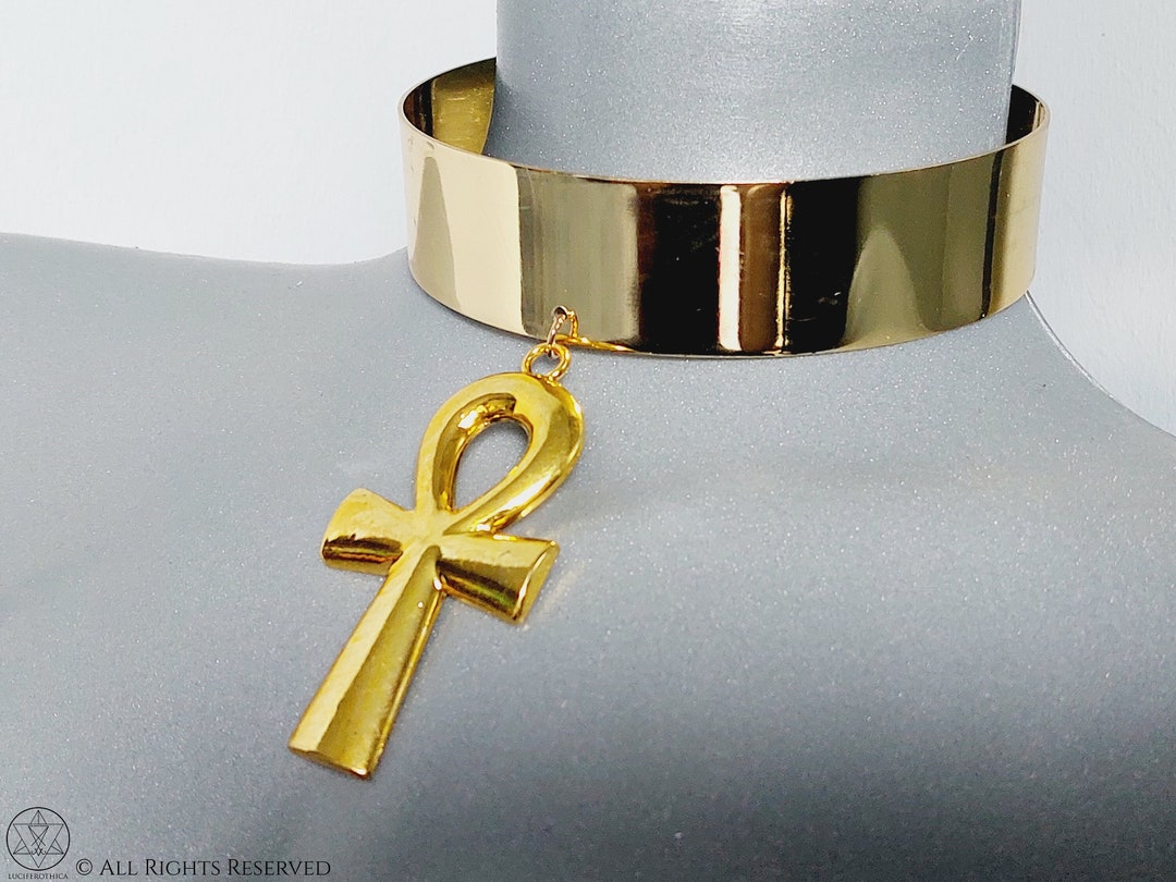 Ankh Choker - Egyptian Goth Gothic Vampire Ankh Metal Choker Collar ...