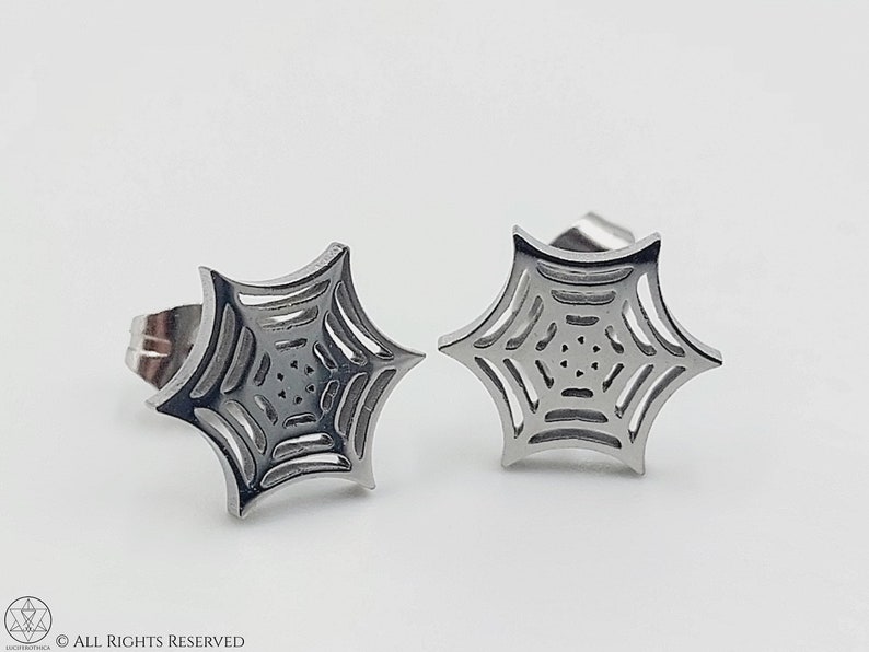 Mini Cobweb Earstuds (stainless Steel - Pair) - Silver Tone Spider ...