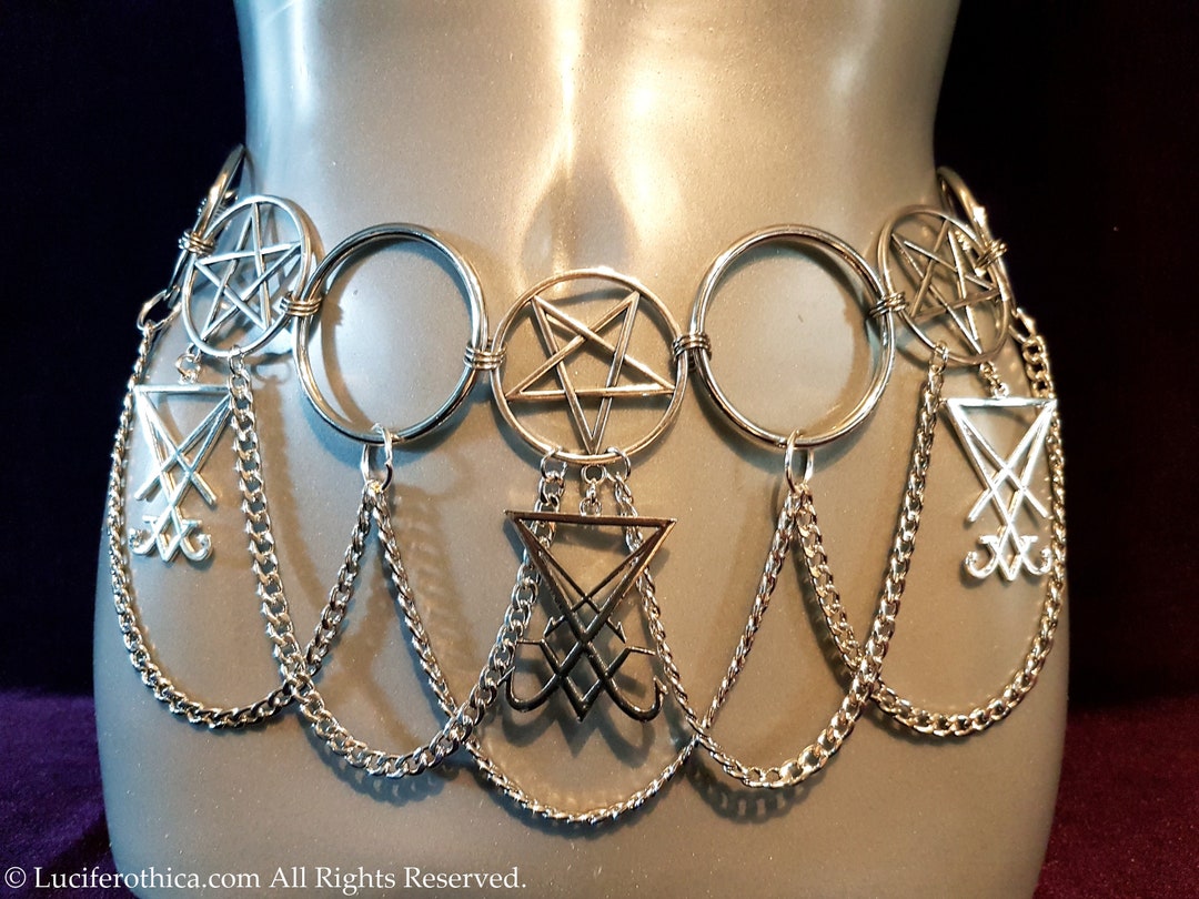Sigil of Lucifer Pentacle Hip Chain Belt - Occult Inverted ...