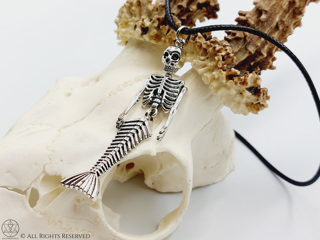 Skeleton Mermaid Pendant - Skeleton Bones Skull Mermaid Gothic Freaky ...