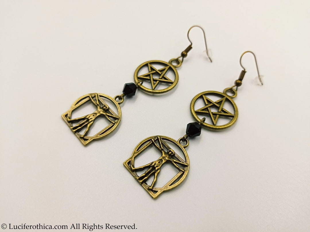 Vitruvian Man Earrings - Pentacle Leonardo Da Vinci L'uomo Vitruviano ...