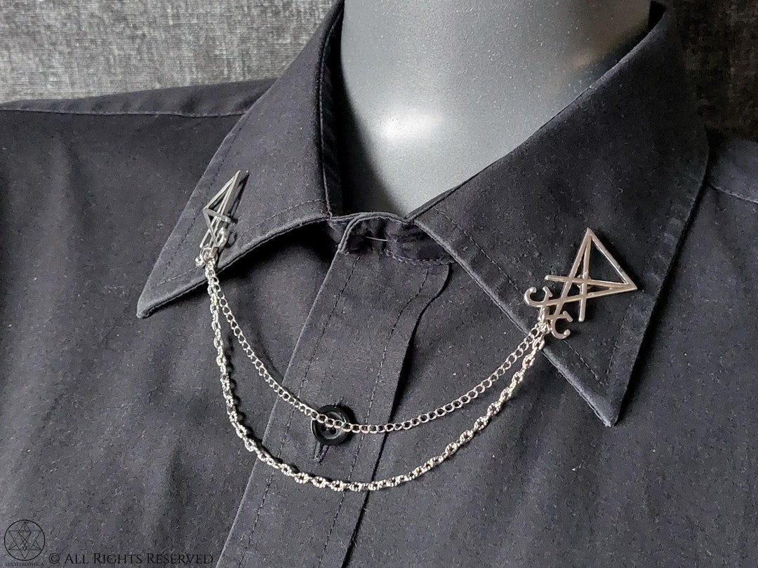 Luciferian Collar Chain Pin - Sigil of Lucifer Double Chain Lapel Pin ...