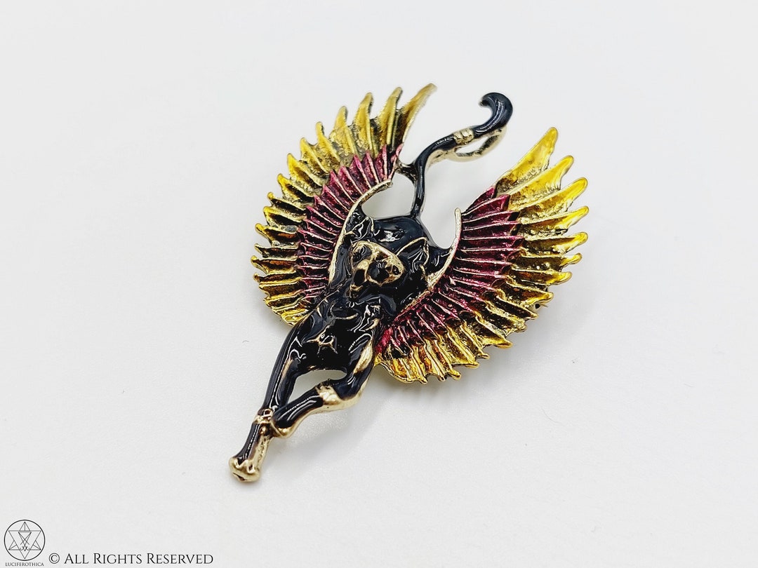 Bastet Cat Pin - Egyptian Bastet Cat Ankh Goddess Sphynx Brooch Winged ...