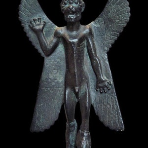 Pazuzu Altar Statue With Apatite, Fluorite, Amethyst & Ruby Crystal ...