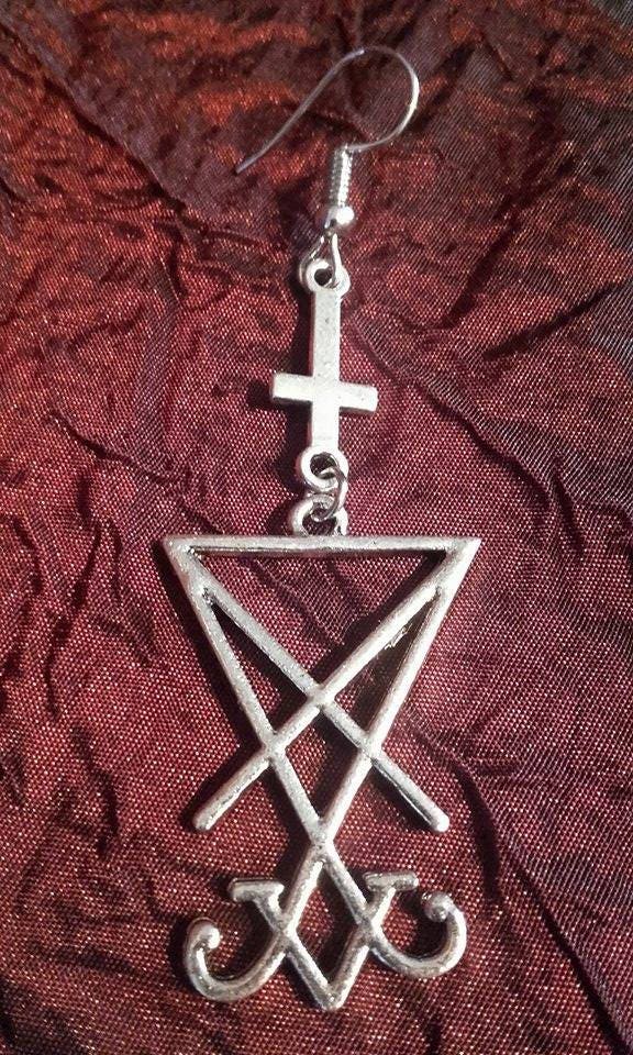 Luciferian Inverted Cross Earrings (2 Styles)
