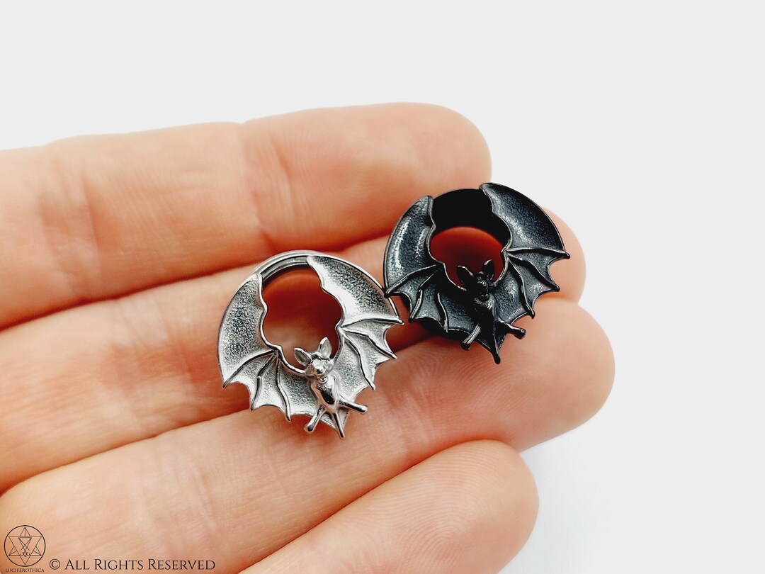 Vampire Bat Plugs Silver Pair / Black Pair 8mm 10mm - Etsy