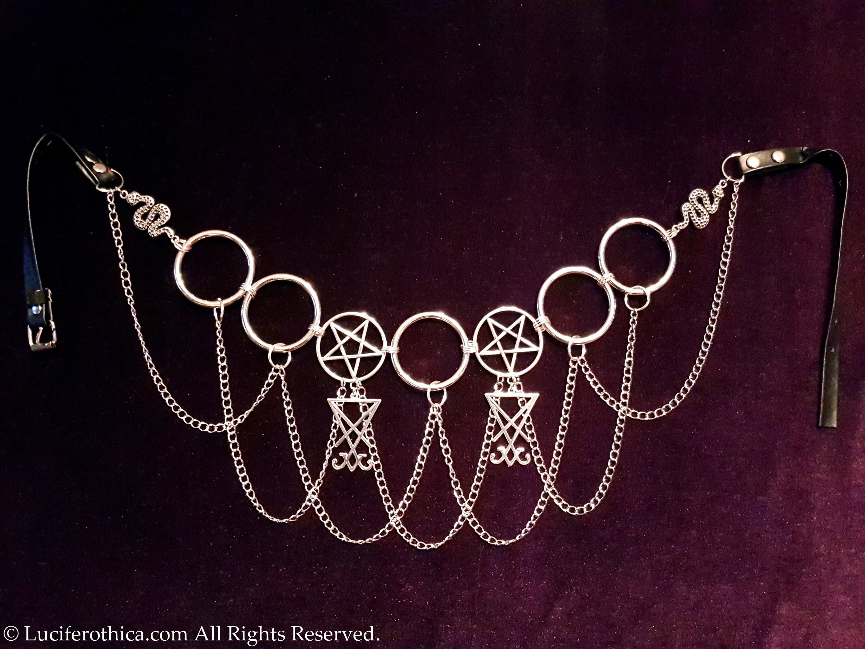 Sigil of Lucifer Pentacle Hip Chain Belt