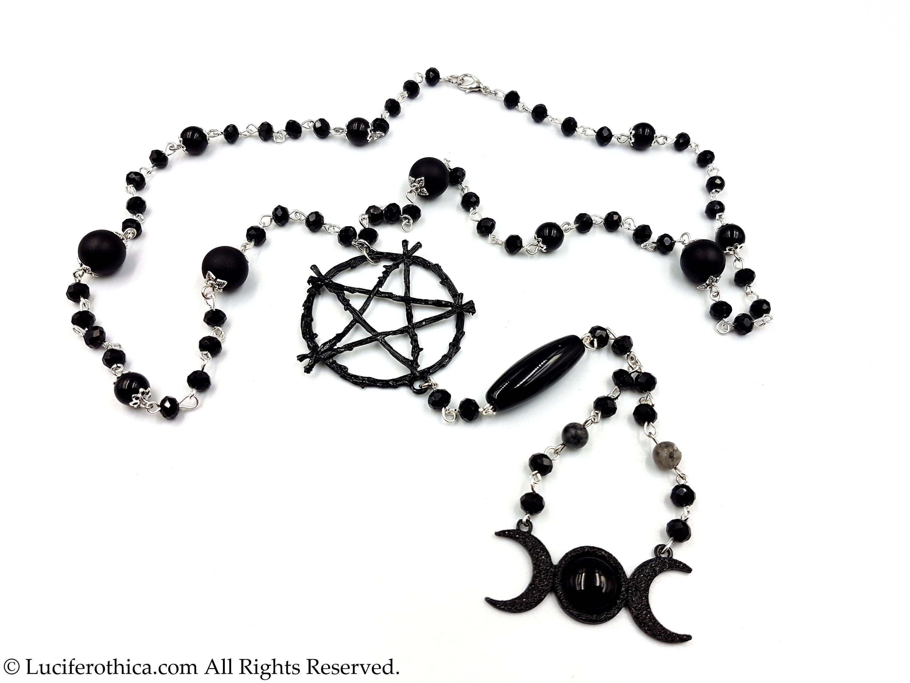 Salem Witch Rosary (Black Agate & Labradorite)