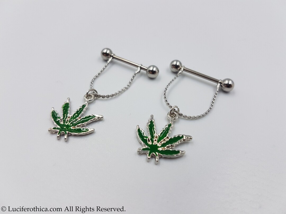 Cannabis Leaf Nipple Piercing Surgical Steel Weed Leaf Piercing Decoration Gothic Marijuana Leaf Stoner Piercing Mary Jane Gift High 420 Etsy