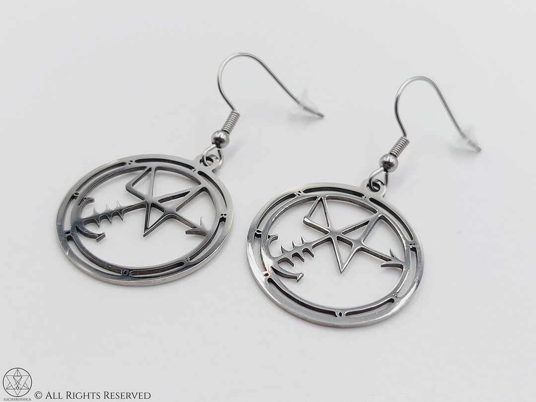 Sigil of Abaddon Earrings (stainless Steel / 2 Styles) Occult ...