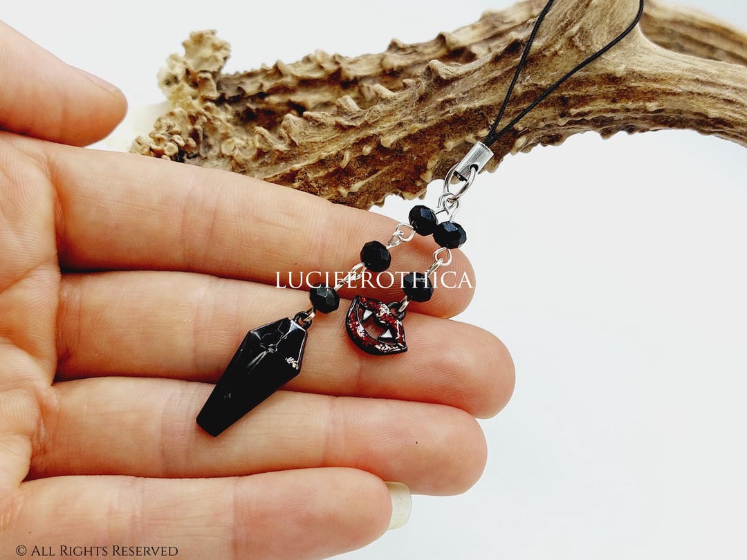 Vampire Coffin Phone Charm - Vampire Fang Gothic Bite Phone Dracula ...