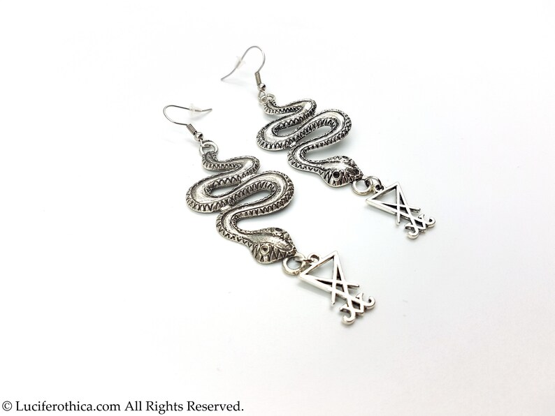 Luciferian Serpent Earrings - Sigil of Lucifer Cobra Occult Set Lucifer ...