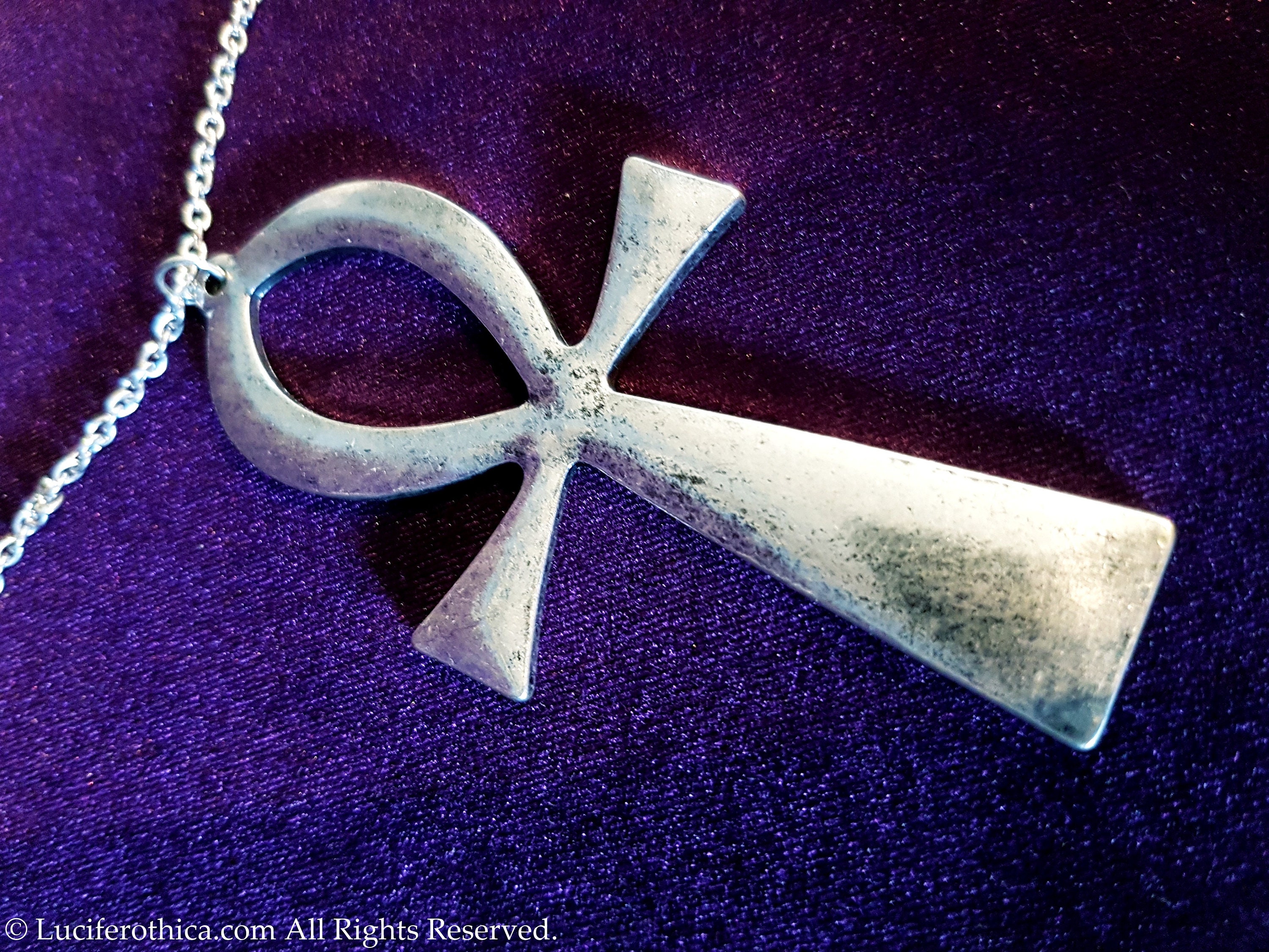 Big Antique Silver Colour Ankh Necklace