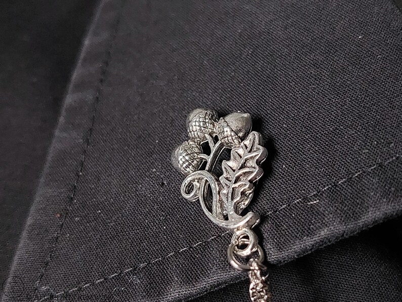 Acorns With Oakleaf Collar Pin - Double Chain Forest Lapel Pin Gothic ...