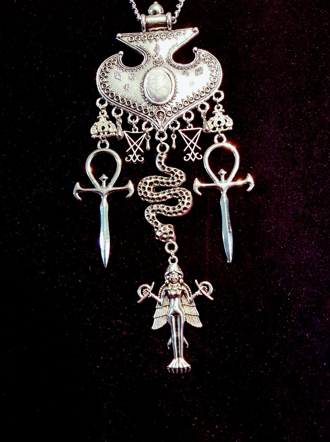 Vampyre Ankh Necklace Occult Vampire Sigil of Lucifer Lilith | Etsy