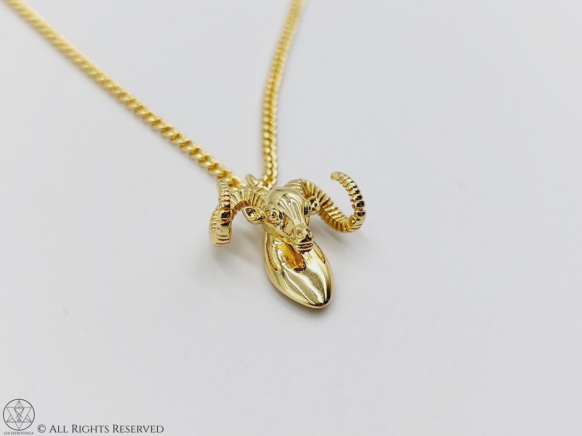 Baphomet Pendant (18K Gold Plated Pendant & Chain) Horned Baphomet ...
