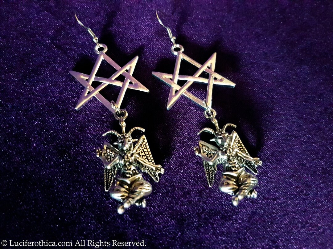 Baphomet Hexagram Earrings - Occult Seal of Baphomet Luciferian ...