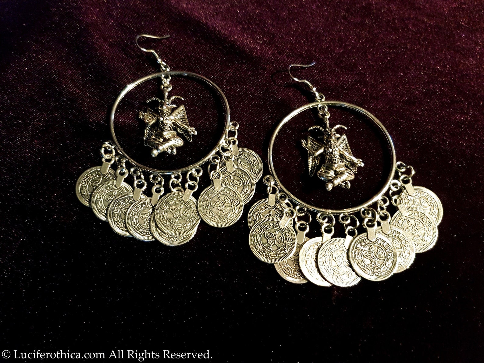 Baphomet Coin Earrings - Occult Left Hand Path Seal of Baphomet ...