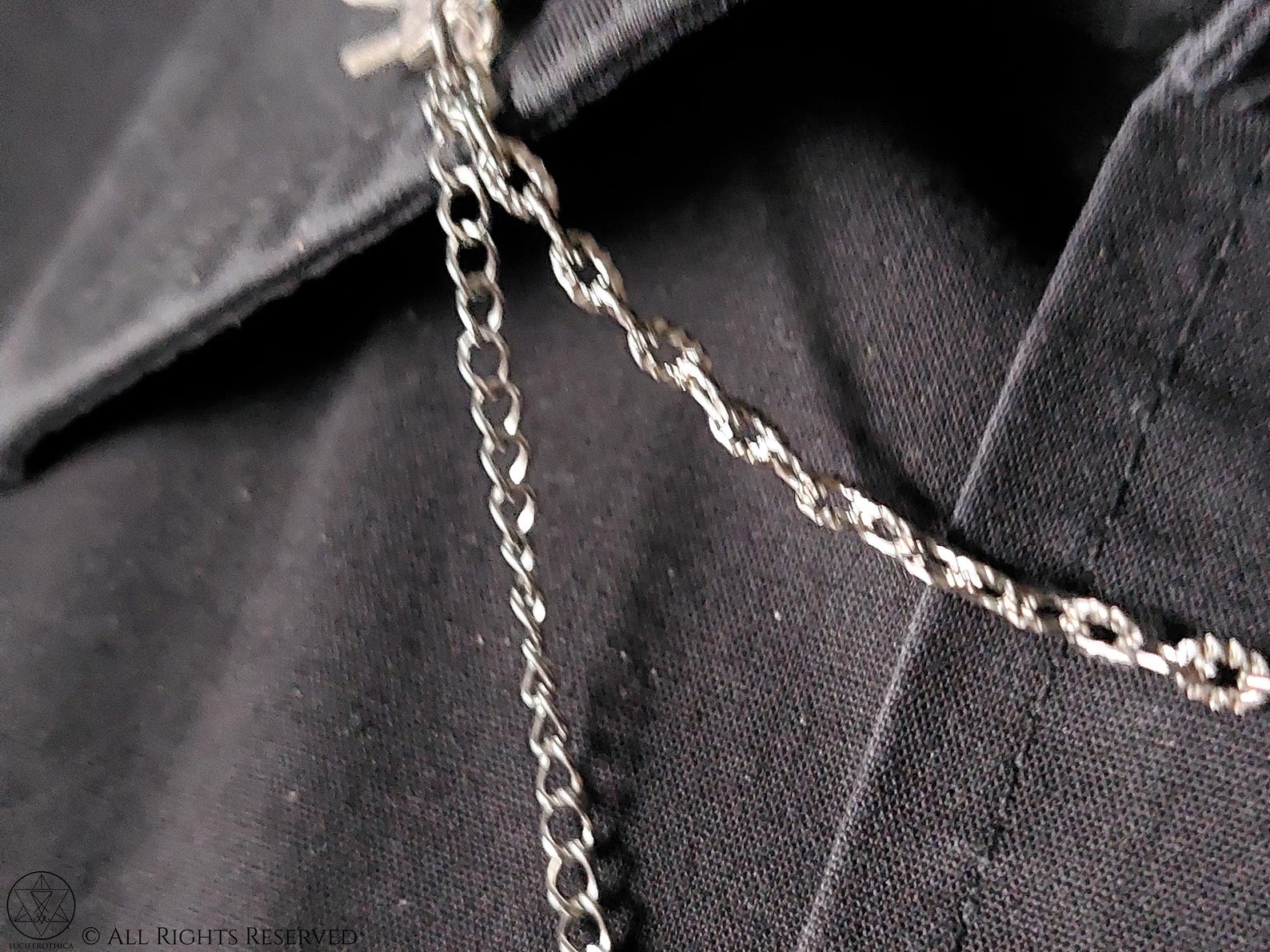 Rising Sun Collar Pin - Sunrise Sunray Horizon Double Chain Pin Gothic ...