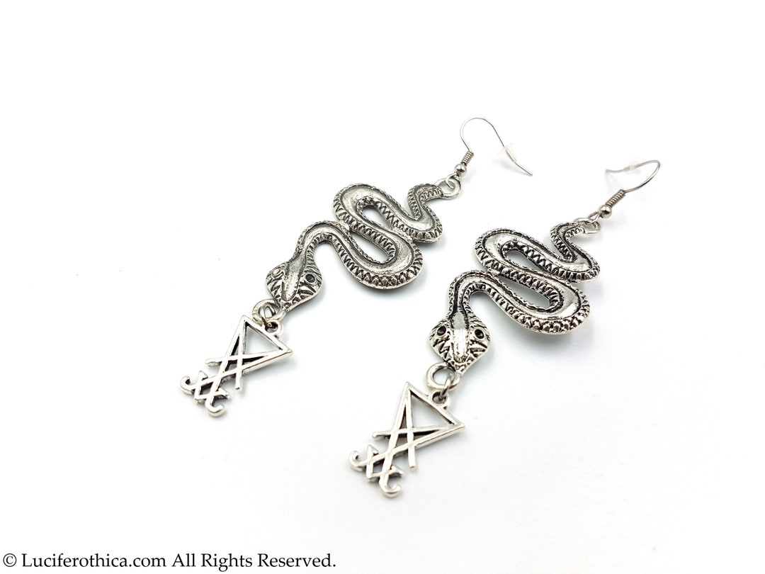 Luciferian Serpent Earrings - Sigil of Lucifer Cobra Occult Set Lucifer ...