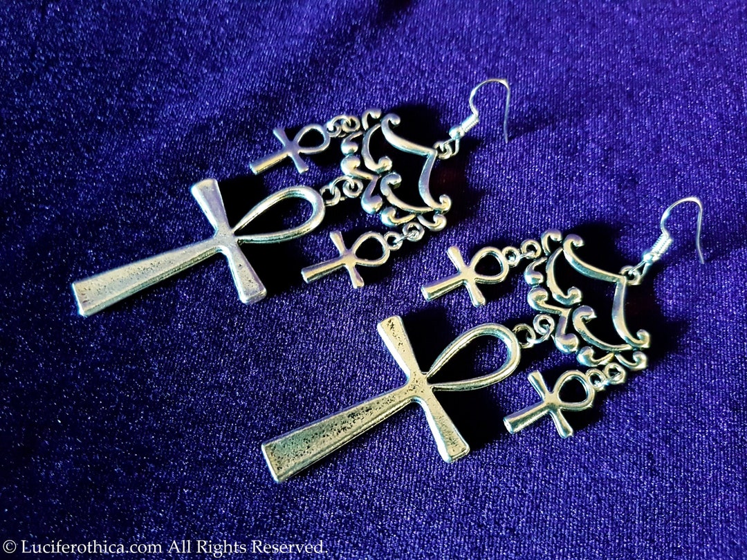 Vampire Ankh Earrings - Egyptian Crux Ansata Occult Goth Gothic ...