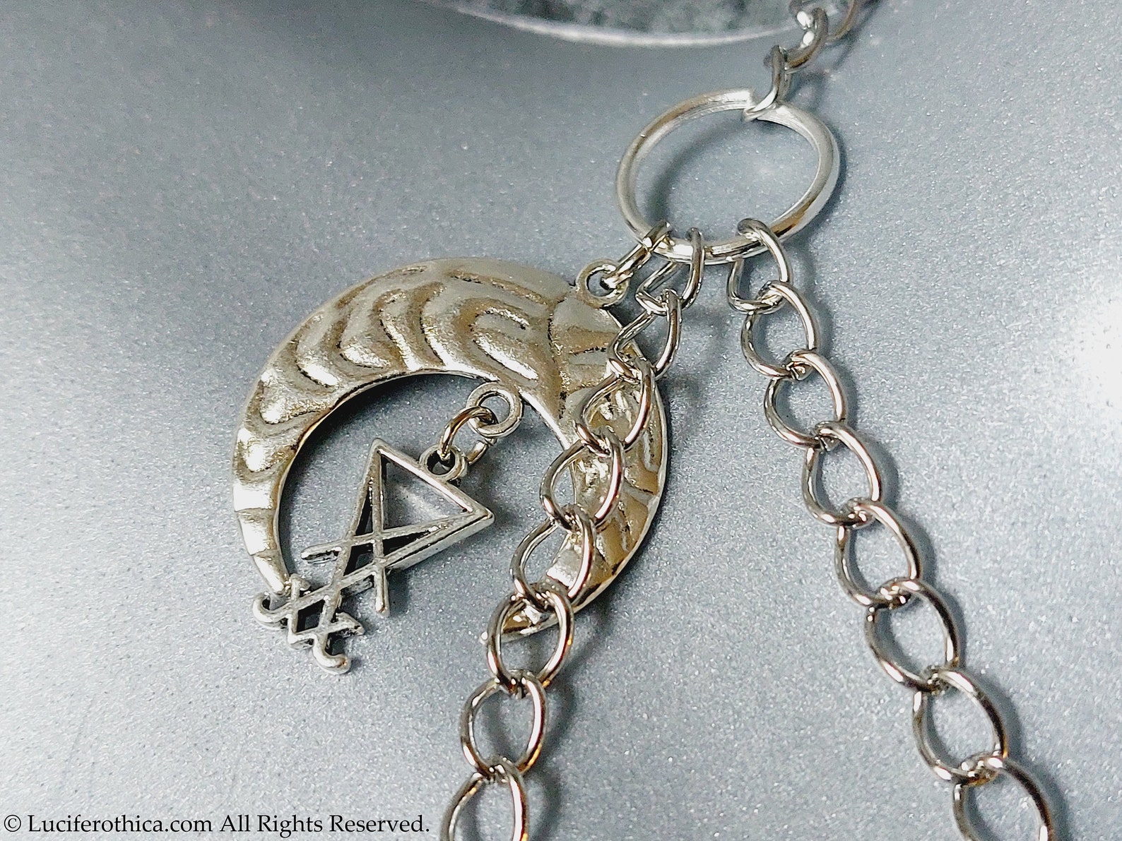 Triple Sigil of Lucifer Crescent Chain Choker - Goth Gothic Luciferian ...