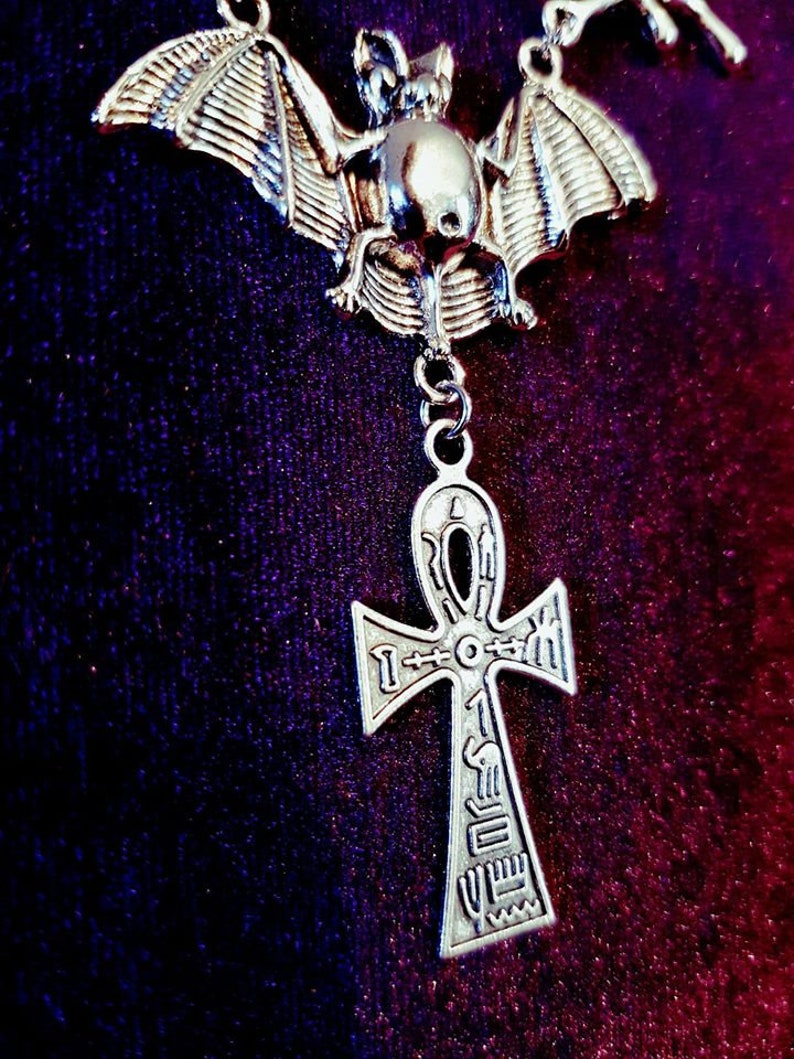 Vampire Bat Necklace Bloody Goth Gothic Ankh Egyptian Ankh - Etsy