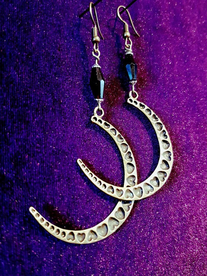 Heart Moon Sickle Earrings Bronze Druid Sickle Occult - Etsy