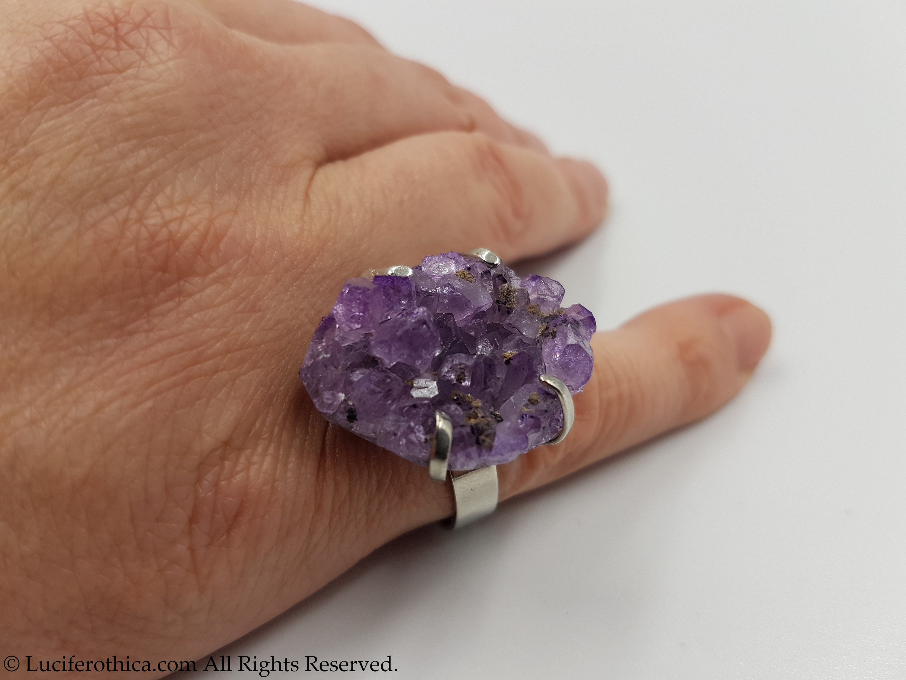Raw Amethyst Cluster Ring