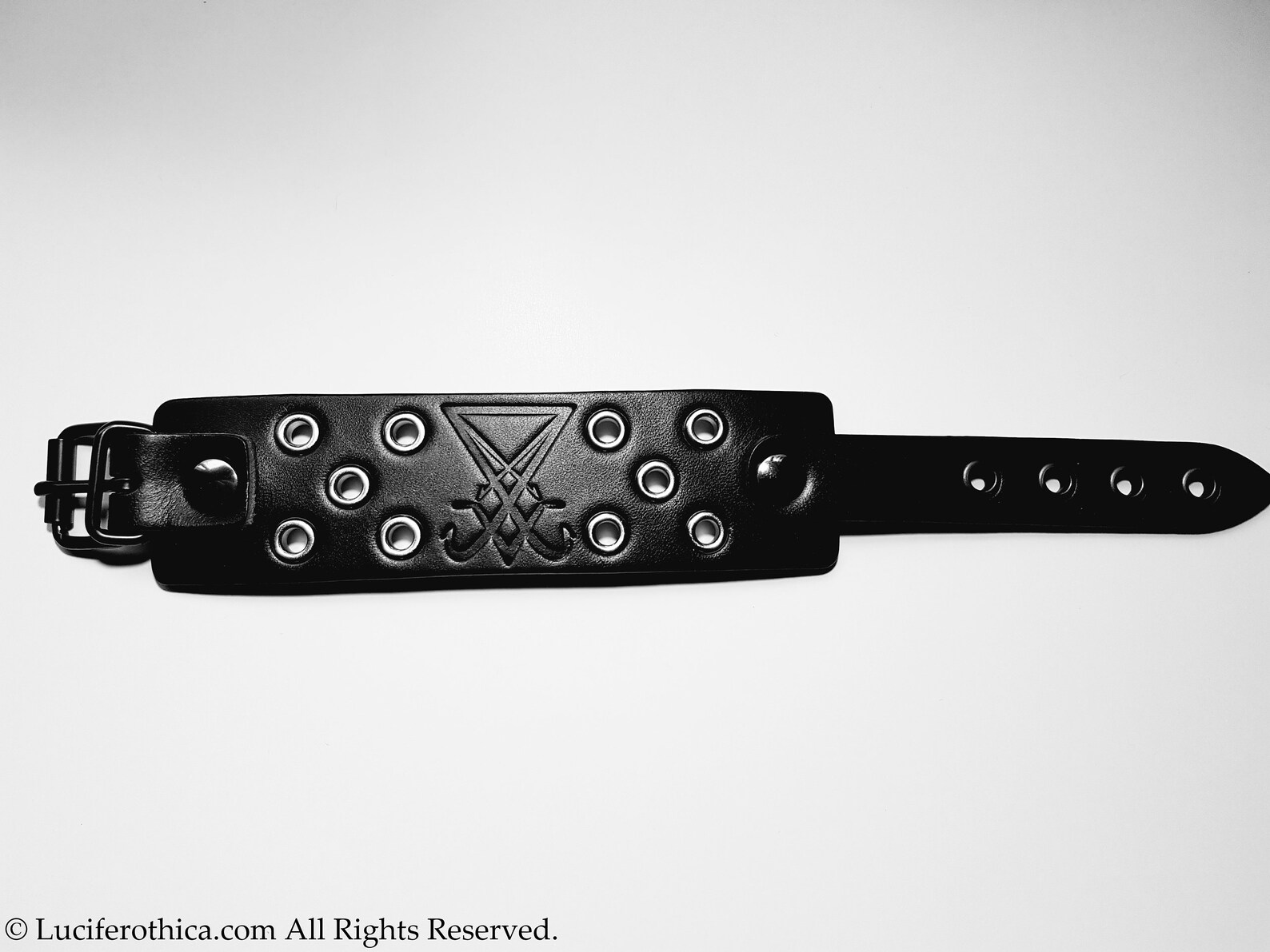 Black Leather Sigil of Lucifer Bracelet 2 Styles Occult - Etsy