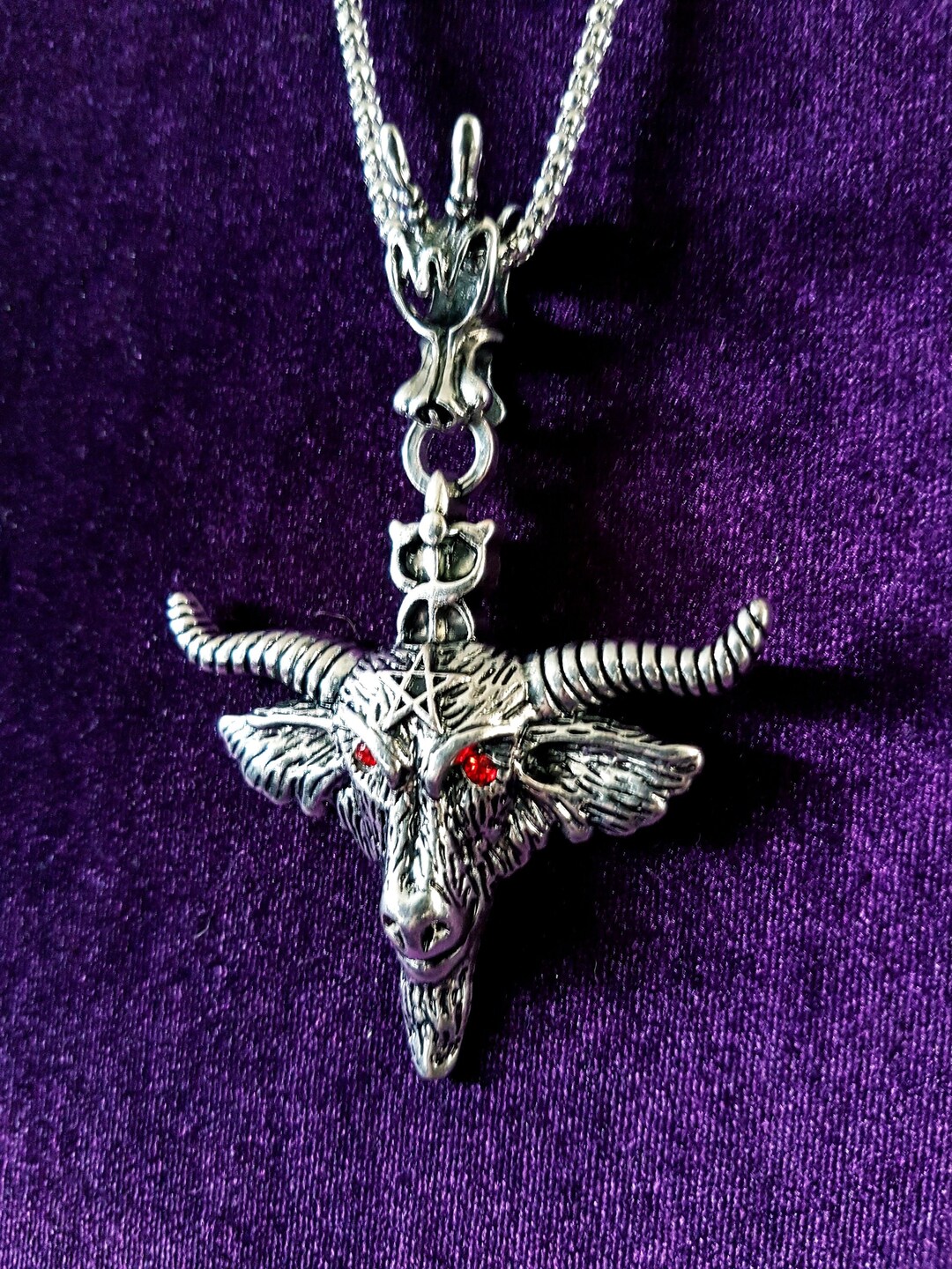 Baphomet Pendant - Necklace Gothic Occult Left Hand Path Pentagram ...