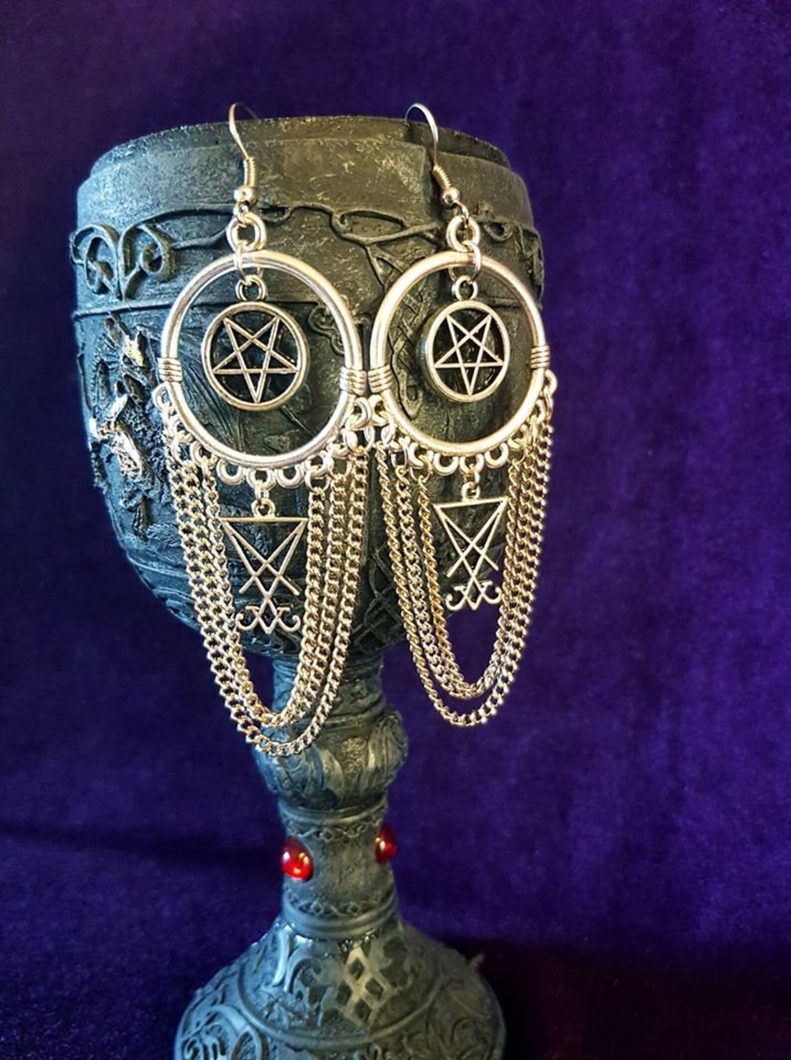 Hail Lucifer Earrings Occult Left Hand Path Sigil of | Etsy