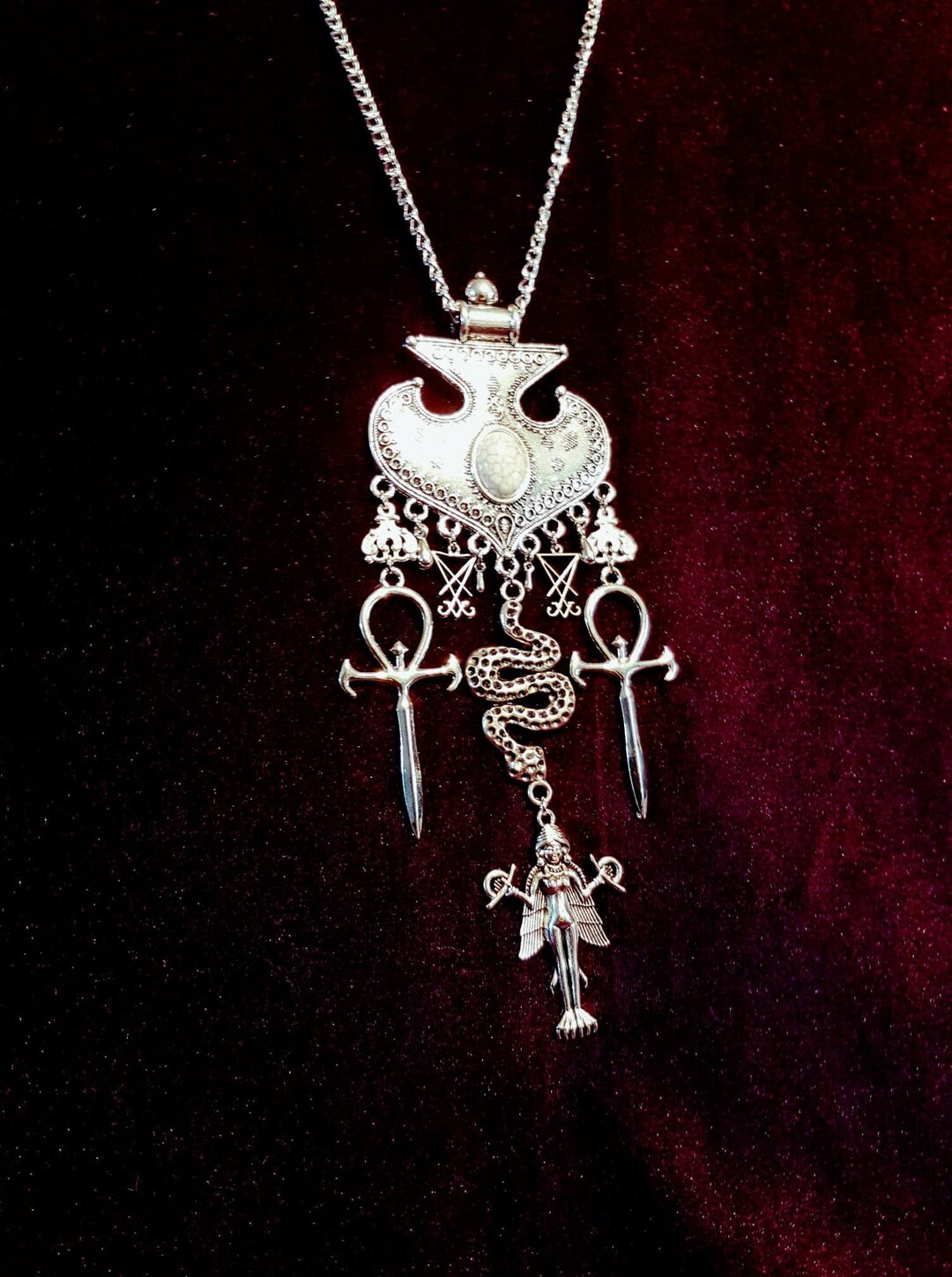 Vampyre Ankh Necklace - Occult Vampire Sigil or Lucifer Lilith Serpent ...