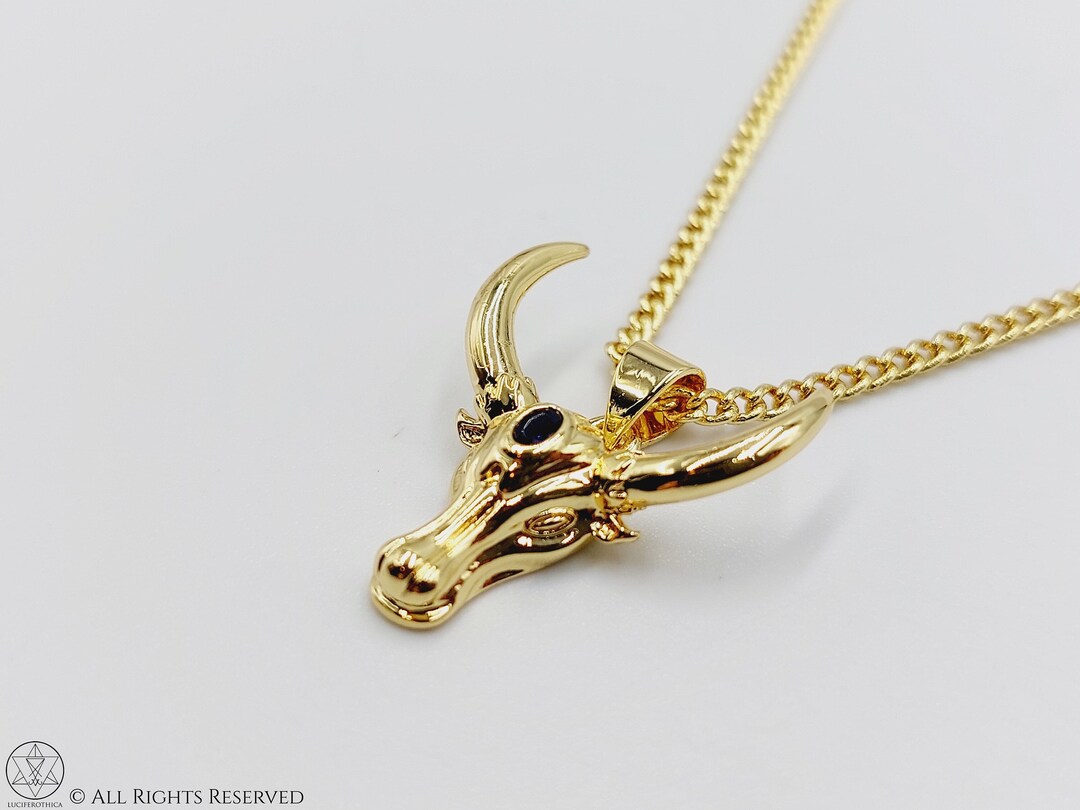 Moloch Pendant With Blue Zirconia (16K Gold Plated Pendant & 18k Gold ...