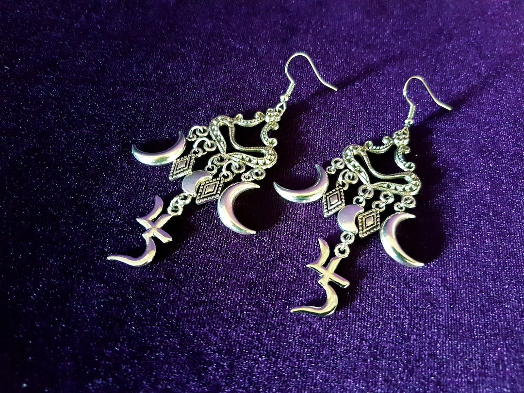Crescent Moon Sopor Earrings - Jusa Sigil Sopor Aeternus Symbol Goth ...