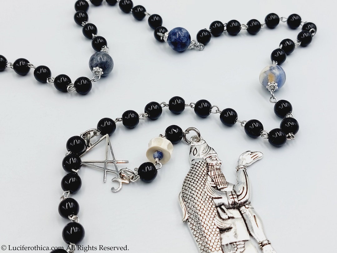 Apkallu / Abgal Fishman Demi-god Sage Oannes Rosary Necklace - Sodalite ...