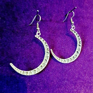 Heart Moon Sickle Earrings - Bronze Druid Sickle Occult Spiritual ...