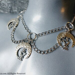 Triple Sigil of Lucifer Crescent Chain Choker - Goth Gothic Luciferian ...