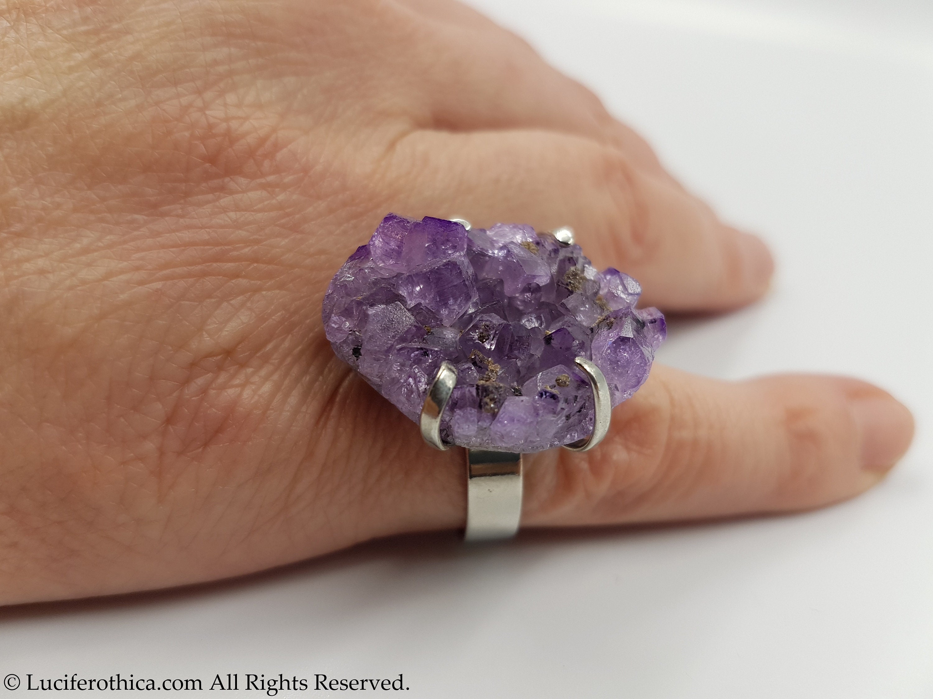 Raw Amethyst Cluster Ring