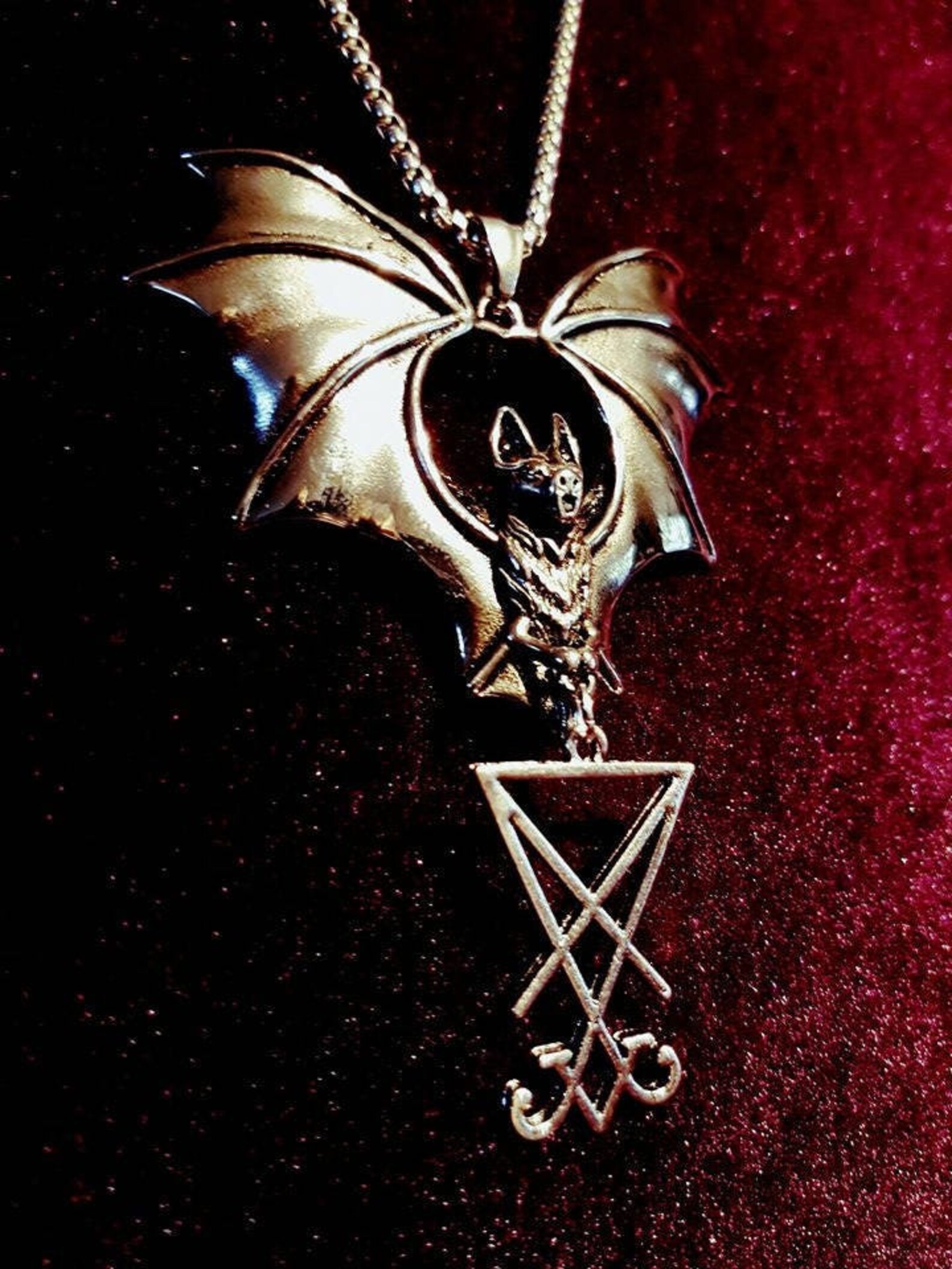 Sigil of Lucifer Vampire Bat Necklace stainless Steel - Etsy