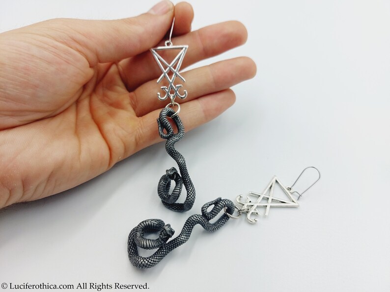 Sigil of Lucifer Serpent Wisdom Earrings - Sigil of Lucifer Cobra Snake ...