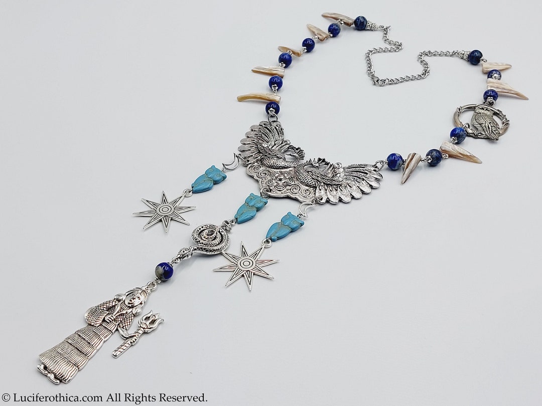 Inanna / Ishtar Necklace With Abalone Shell, Lapis Lazuli & Turquoise ...