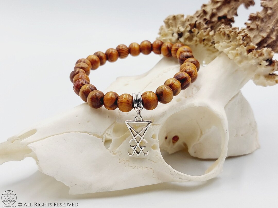 Luciferian Wooden Bracelet - Sigil of Lucifer Wenge Hard Wood Bracelet ...
