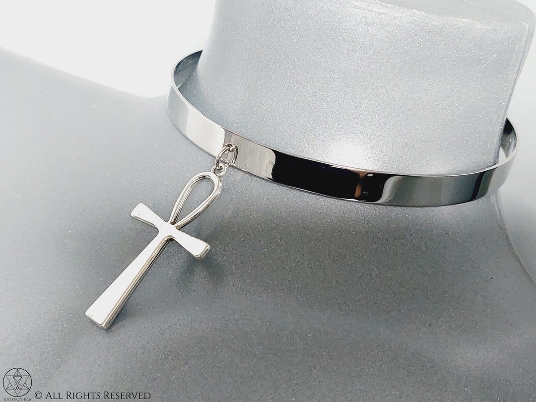 Ankh Choker - Egyptian Goth Gothic Vampire Ankh Metal Choker Collar ...