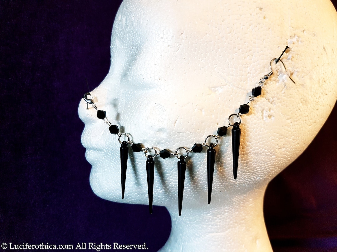 Black Spikes Nosechain - Goth Gothic Occult Nose Jewelery Nose Piercing ...